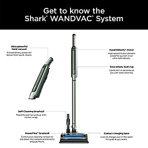Shark WS642GN WANDVAC System Pet Ultra-Lightweight Powerful Cordless Stick Vacuum with Charging Dock, Green, 0.013 Qt. Capacity