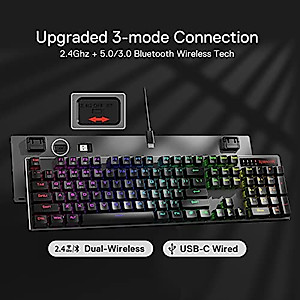 Redragon K556 PRO Upgraded Wireless RGB Gaming Keyboard, BT/2.4Ghz Tri-Mode Aluminum Mechanical Keyboard w/No-Lag Connection, Hot-Swap Linear Quiet Red Switch