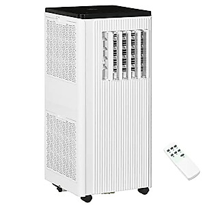 HOMCOM 10,000 BTU Smart WiFi Portable Air Conditioners for Rooms Up to 237 Sq. Ft., Cool Dehumidifier Fan 3-in-1 Portable AC Unit with Remote, 24H Timer, Window Mount Kit Included, White