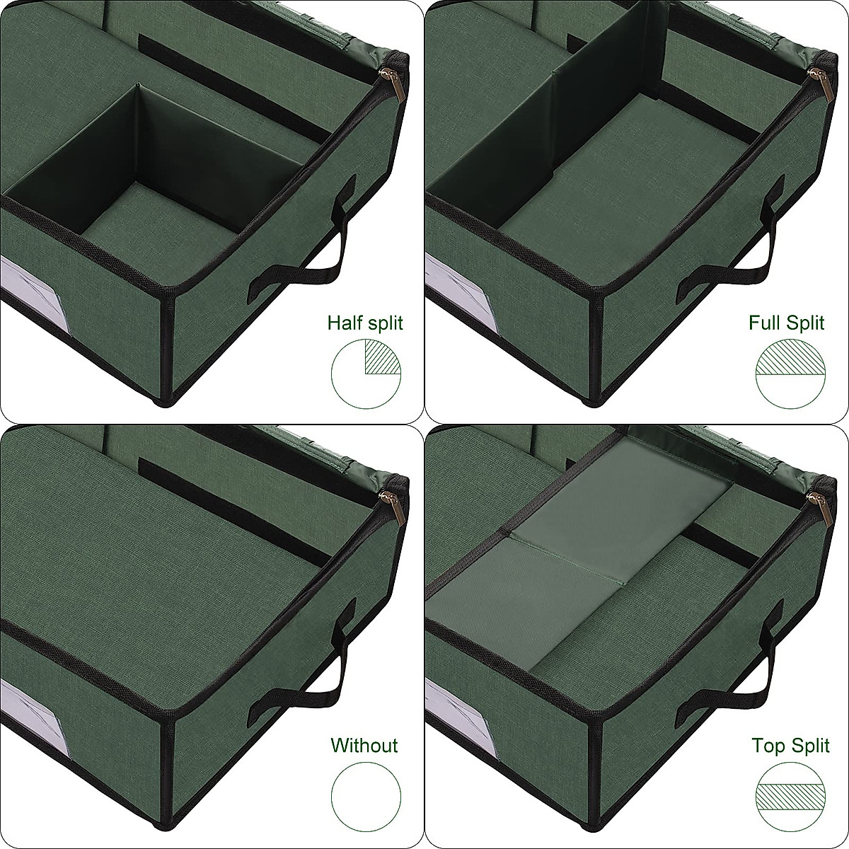 CGBE Wrapping Paper Storage for 40 Inch Gift Wrap Storage Container Bag with Pockets Underbed Gift Wrap Organizer Bags, Wrapping Paper Rolls, Ribbon, and Bows 42W x 14D x 5H -Green (Not Include Gift-Only Bag)