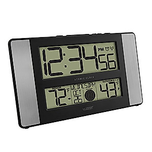 La Crosse Technology 513-1417AL-INT Atomic Clock w Outdoor Temp, Grey/Black & C85845-INT Weather Station, Black