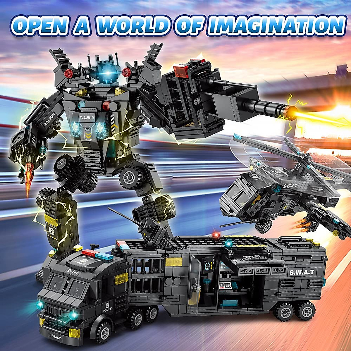 51-in-1 Robot Building Kit for Kids STEM Building Toys Erector Set for Boys 8-12 Engineering STEM Projects SWAT Police Building Blocks Toys Gifts for Boys Kids Age 6 7 8 9 10 11 12 Years Old 700PCS