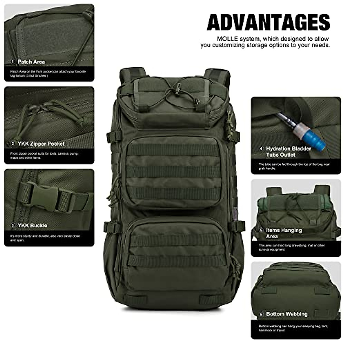 Mardingtop Bundle Items: 28L Molle Hiking Tactical Backpack Army Green