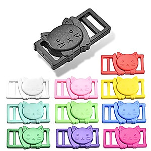 CooBigo 25pcs 3/8" (11mm) Cat-Head Plastic Safty Breakaway Buckles for Bra Cat Dog Collar Paracord FLC124(Mix-s)