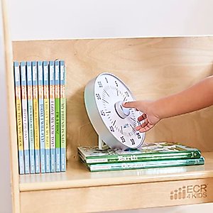 ECR4Kids Mobile Book Cart with Countdown Timer, Classroom Bookshelf, Natural