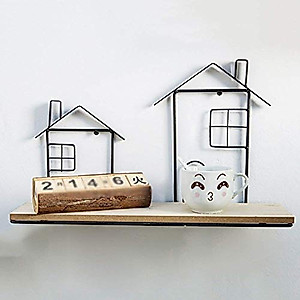 PIBM Stylish Simplicity Shelf Wall Mounted Floating Rack Bracket for Book Solid Wood Multifunction Iron Art,2 Colours,3 Sizes, Black , 19x40x11cm