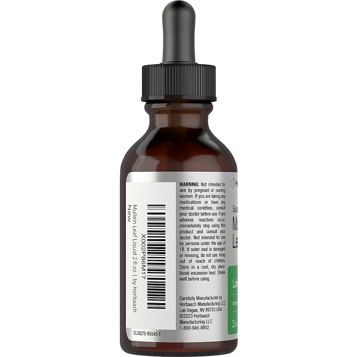 Horbäach Mullein Leaf Tincture Drops | 2 fl oz | Alcohol Free Liquid Extract | Vegetarian, Non-GMO & Gluten Free Herbal Supplement