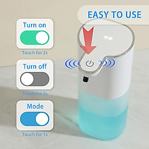 Automatic Soap Dispenser - Touchless Foaming Kids Hand Soap Bottle - Rechargeable Hands Free Pump for Bathroom or Kitchen with Wall Mount Hook