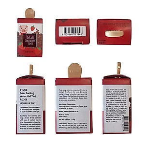 ETUDE Dear Darling Water Gel Tint Ice Cream (RD308 Honey Red) (21AD) | Vivid High-Color Lip Tint with Minerals and Vitamins from Soap Berry Extract to Moisture Your Lips
