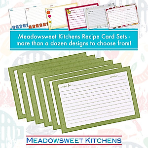 Meadowsweet Kitchens Recipe Card Set - 25 Double Sided Recipe Cards 4 x 6 Inch, Perfect Size Blank Cards for a Recipe Card Box, Make Your Own Personalized Recipe Book - European Garden