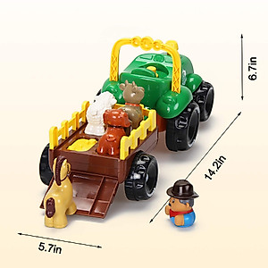 SUPERHIGH Tractor Farm Tractor Toys for 3 4 5 6 7 8 Year Old Boys & Girls with Detachable Farmer & Animals, Light & Animal Sound Effect, Great Gift for Toddlers Kids, Green