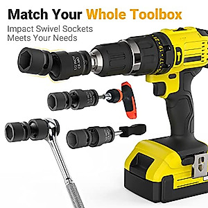 Stocking Stuffers for Men, Mens Gifts for Christmas, Impact Swivel Socket Set Gadgets Tools for Men, CR-MO 1/4" 3/8" 1/2" Wobble Universal Joint Sockets Extension, Stocking Stuffers for Adults Women