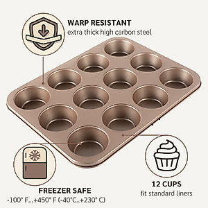 HAPPIELS Non-Toxic Nonstick 12-Cup Muffin Pan | Non toxic Cupcake Pan Non Stick | Muffin Tin 12 cups