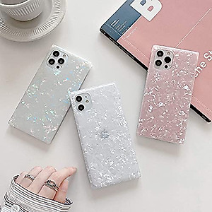 YTanazing Square iPhone 11 Glitter Case for Women,Opal Marble Pattern Cute Luxury Sparkle Design Case Protective Case Cover for iPhone 11-6.1 inch