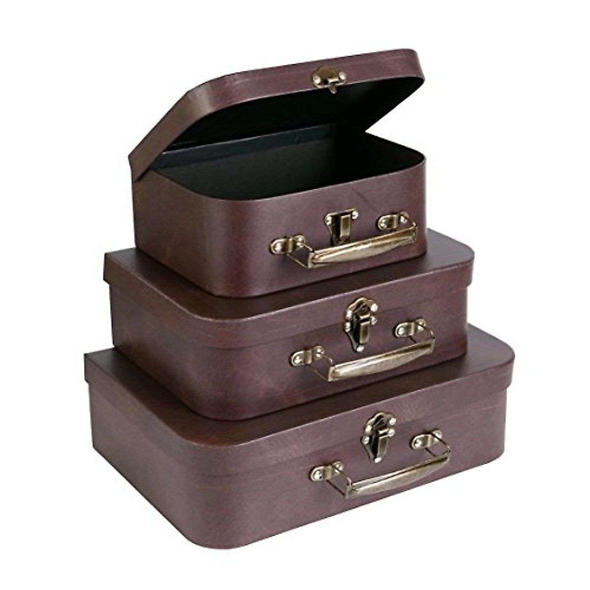 Vintage Paperboard Suitcases Set of 3 - Elegant Decorative Storage