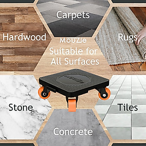 Heavy Duty Furniture and Appliance Roller Sliders Dolly Movers Set of 4 Cart Moving Coasters with Wheels, Lifter Tool Jack Can Lift and Move Up to 1500 lbs for Hardwood Floors Tiles Carpets Concrete