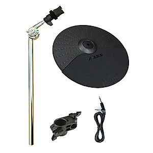 Alesis Surge/Command 10 Inch Cymbal with Choke, 21 Inch Cymbal Arm, Clamp and Silverline Audio 10ft Connection Cable Bundle