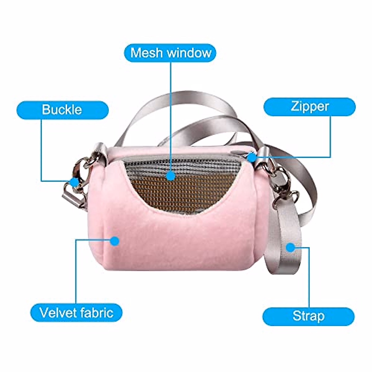 DONGKER Hamster Carrier Bag,Breathable Cylinder Small Animal Warm Outdoor Handbag with Adjustable Strap for Hamster Hedgehog Squirrel