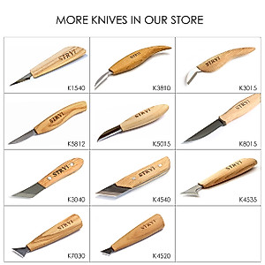 StryiCarvingTools Geometric Carving Knife 1.18'' Blade, Wood Carving Detaile Oblique Knife for Geometric Decorative Cut Patterns Knife High Carbon Steel K7030