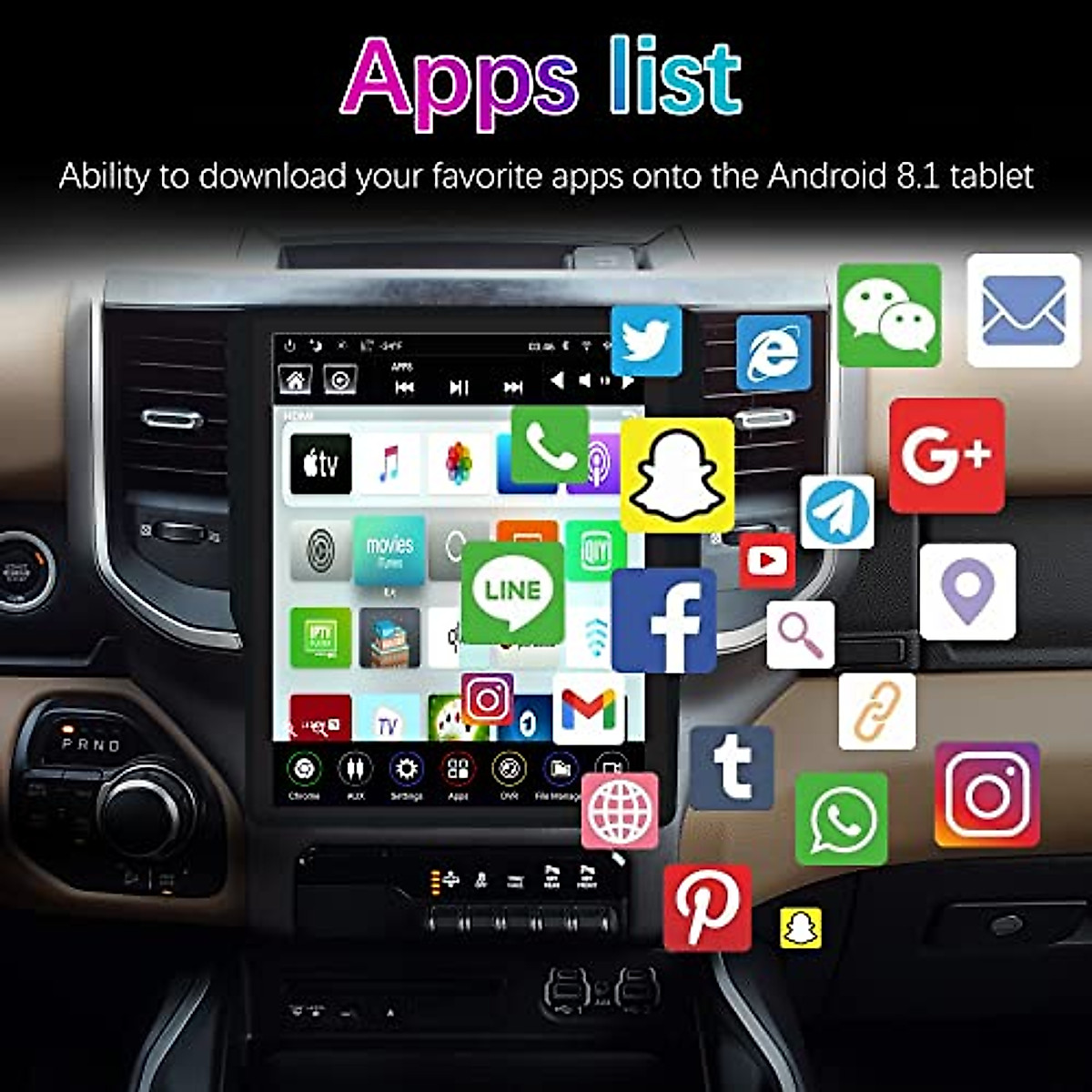 LINKSWELL GEN IV 12.1 Inch Radio Replacement for RAM 2019 2020 2021 Trucks New Body Style 1500/2500/3500 Android 8.1 T-Style Car Stereo Touch Screen Head Unit Multimedia Bluetooth GPS Navigation