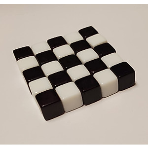 25x Very Small 8mm Counting Markers Black and White Cubes Blank Dice for Tabletop Gaming and Education