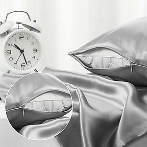 Kinself Silk Pillowcase for Hair and Skin, 2 Pack 100% Both Side Mulberry Silk Bed Pillowcase with Hidden Zipper, Silk Pillow Cover 19 Momme Soft Breathable Smooth King Pillow Case (White)