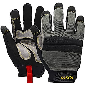 KAYGO Work Gloves For Men, KG125M Mechanic Utility Work Gloves for All Purpose, Excellent Grip, Heavy Duty, Improved Dexterity, Touch Screen,Medium