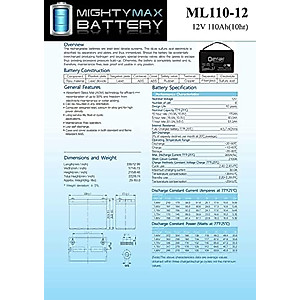 Mighty Max Battery 12V 110AH SLA AGM Battery Replacement for Group 31