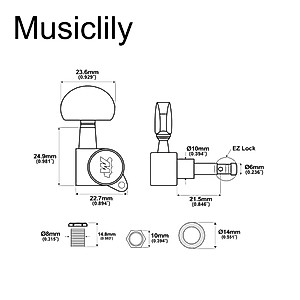 Wilkinson 3R3L E-Z-LOK Guitar Tuners Machine Heads Tuning Pegs Keys Set for Electric or Acoustic Guitar, Chrome