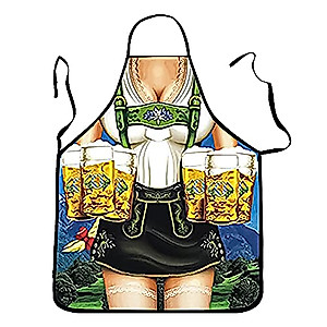 MOLDTAS Oktoberfest Apron Dirndl Apron for German Oktoberfest Party Costume, Novelty Apron for Woman Female Funny Apron for Kitchen Cooking BBQ Baking