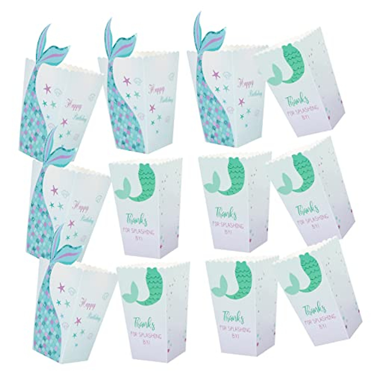 24pcs Popcorn Box Popcorn Box Snack Gift Box Mini Gift Bags for Favors Mini Gift Boxes Food Container Mermaid Popcorn Bucket Candy Table Containers Disposable Popcorn Paper Cup