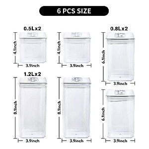 generic Airtight Food Storage Containers – 6 Piece set, Air Tight Pantry Storage Containers, Clear Kitchen Organization and Storage,Keeps your Food Fresh & Dry, 108353/6