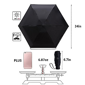 NOOFORMER mini Travel sun&rain Umbrella - Lightweight Compact Parasol Umbrellas with 95% UV Protection for Men Women Multiple Colors