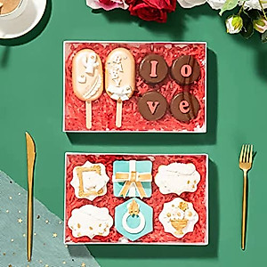 RomanticBaking 50 Pack Small Cookies Boxes with Window 9 1/2" x 6" x 1 1/4" Pastry Bakery Boxes for Macaron,Cakesicle,ricek rispy treats, Browine