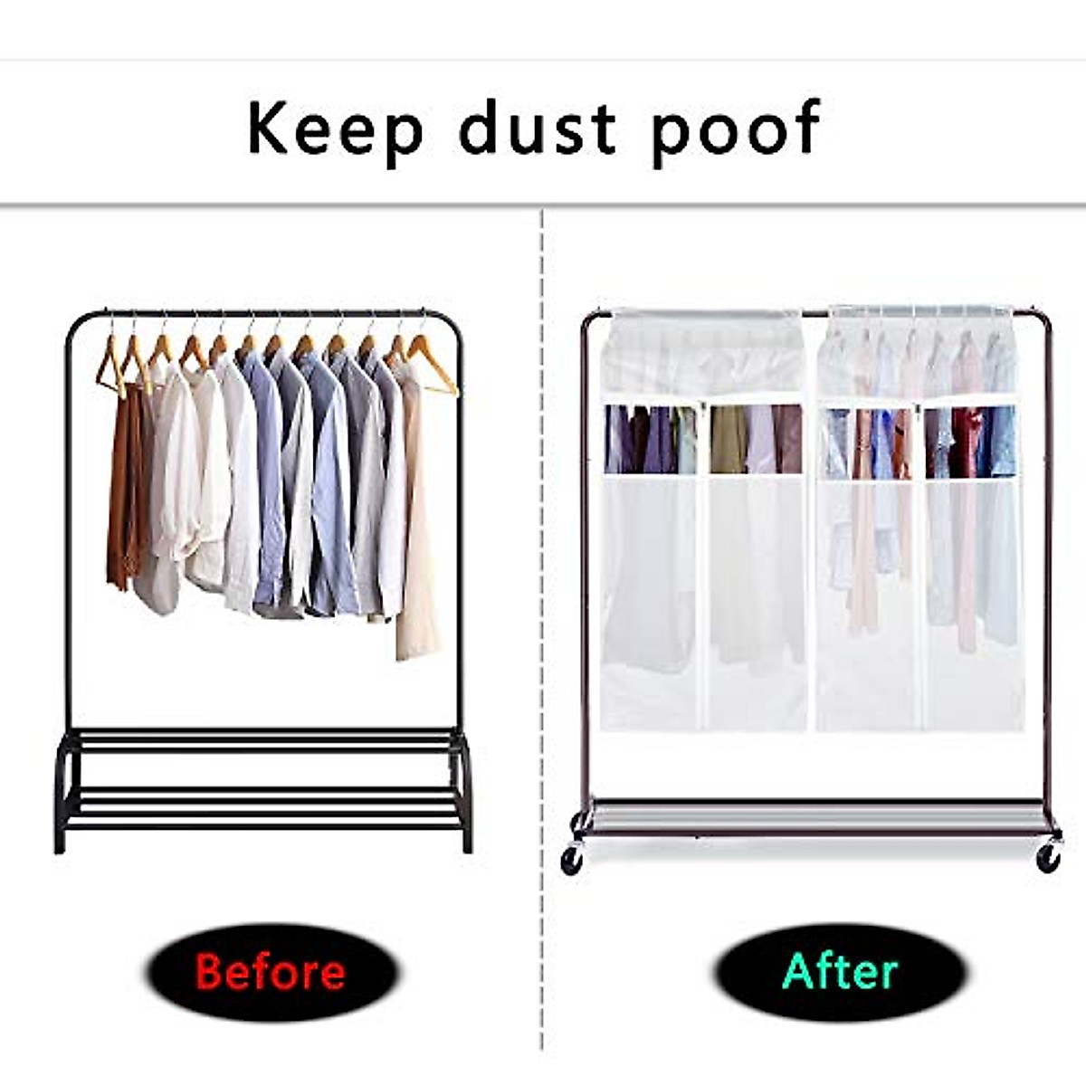 Zilink Hanging Clothes Bag Organizer 43 inch-2 Pack Large Garment Bags Suit Bag for Storage Hanging Clothes Cover for Suit Coats Dress Closet Storage