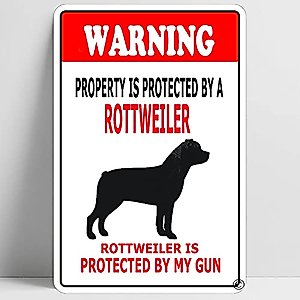Warning Beware of Rottweiler Funny Metal Sign Decoration TIN SIGN 12'' X 8''