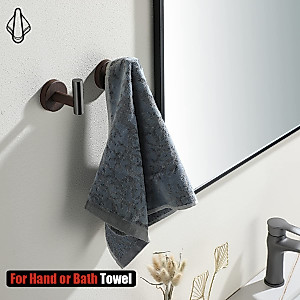 JQK Bathroom Towel Hook, Black Walnut Grey Coat Robe Clothes Hook for Bathroom Kitchen Garage Wall Mounted (2 Pack), 304 Stainless Steel 0.8mm Thicken, TH100-HT-P2