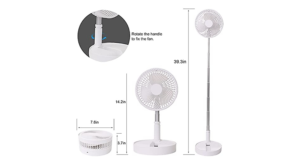 Portable Foldable Desk Fan with USB Charging & Adjustable Height