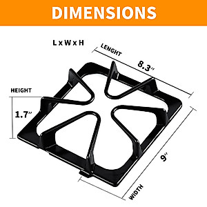 Upgraded W10447925 Burner Grate Replacement for Whirlpool Stove Parts, 8.3x9 inches Kenmore Maytag Gas Range Parts Stove Burner Grate Set Amana Inglis Kirkland Gas Cooktop Parts Stove Top Grates 4Pcs