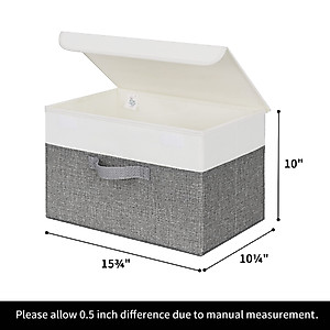 GRANNY SAYS Fabric Storage Boxes, Large Storage Bins with Lids, Toy Storage Organizer, Closet Storage Baskets for Shelves Organizing Bookcase Entryway Wardrobe, White/Gray, 2-Pack