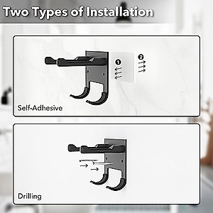 Hair Dryer Holder for Supersonic, with 4 Magnet Ring for Attachments Accessory Storage, with Wire Organization, Non-Slip Eva Protector, Black, Wall Mounted, Adhesive/Drilling