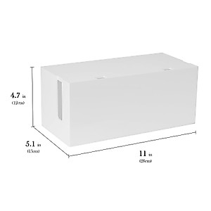 Linkidea Bathroom Electric Toothbrush and Razor Cable Organizer Box, Vanity Hide Cord Organizer with Charger and Power Strip Storage Box, Keep Countertop and Outlet Clutter Free and Clean (White)