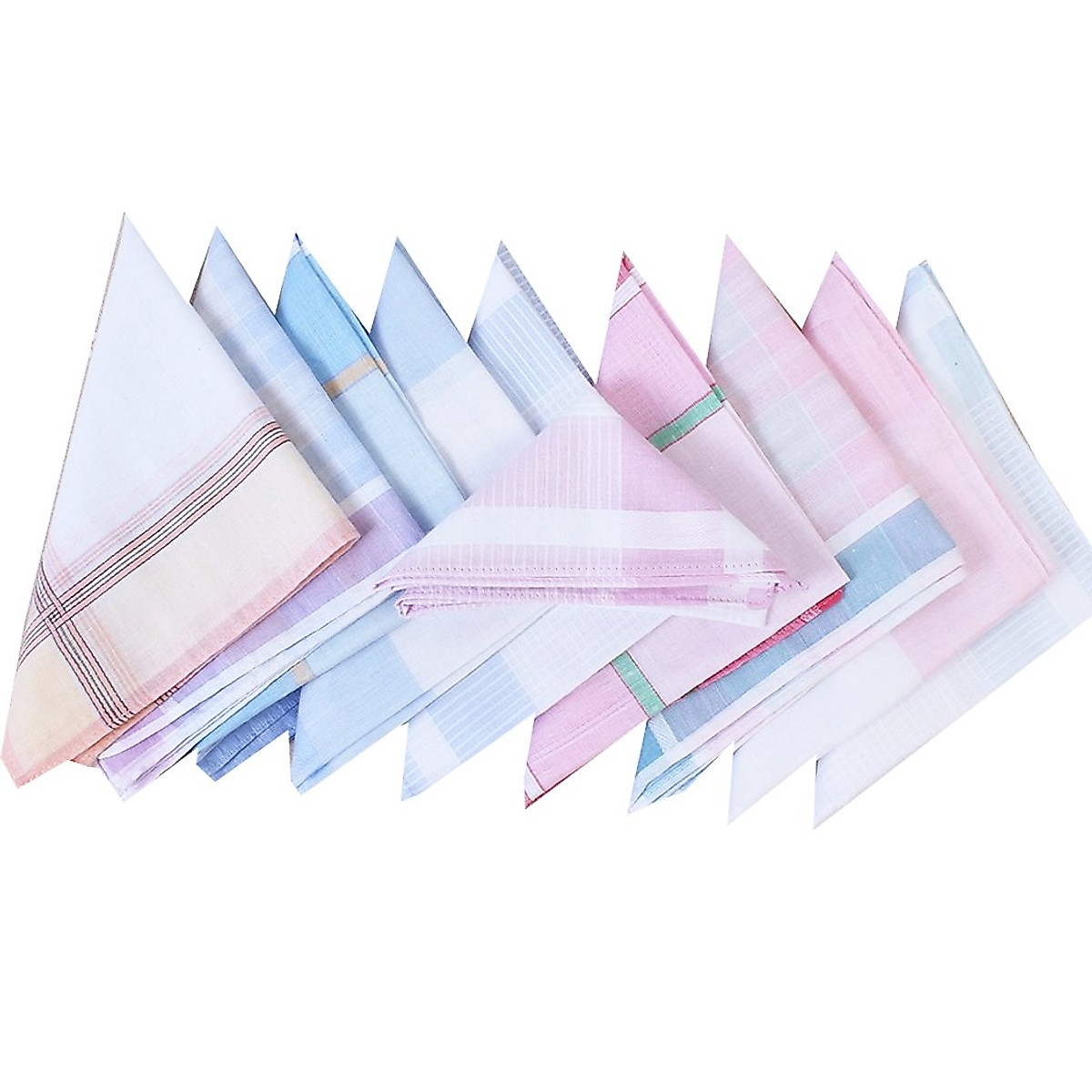 La closure Women Woven Stripe Handkerchiefs Wedding Party Cotton Hankies 12PCS