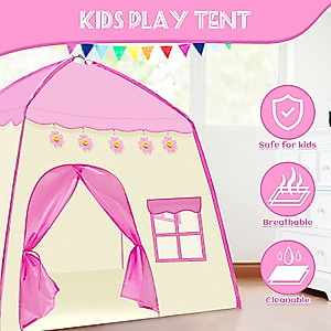 deAO Kids Play Tent Kids Playhouse Indoor Outdoor Toddler Tent Princess & Prince Castle Playhouse Fairy Tale Teepee Gift Tent Oxford Fabric Pink