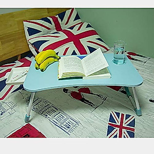 Foldable Laptop Lap Desk, Portable Computer Bed Table Tray with Phone Stand and Cup Holder for Sofa Couch Breakfast Dining (Drawer Blue)