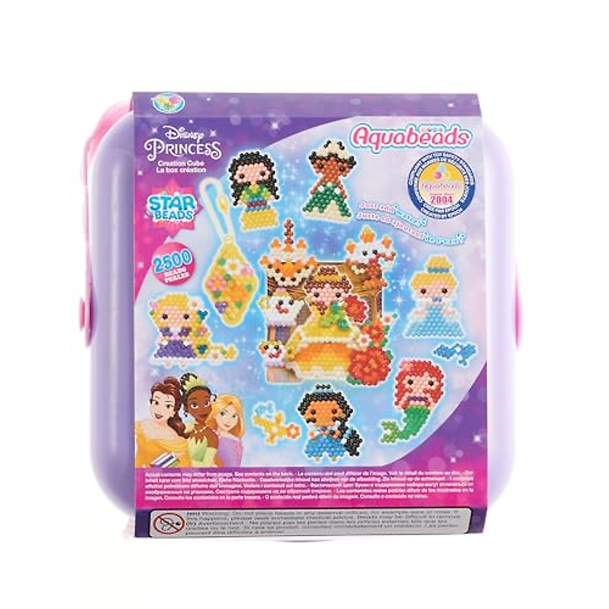 Aquabeads Disney Princess Creation Cube, Complete Arts & Crafts Bead Kit for Children - Over 2,500 Beads & Display Stand The Create Belle, Ariel, Tiana, Rapunzel and More