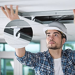 Aluminum Ceiling Hooks for Drop-Ceiling T-Bars Right and Left White Ceiling Hanger T-Bar Track Clip Suspended Ceiling Hooks Grid Clips for Hanging Plants Office Signs Decorations (20)