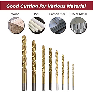 CRAFTZONE 29PC Titanium Nitride Coated High Speed Steel Metal Drill BIT Set, 135° Split Point, 1/16" - 1/2" for Wood, Plastic, Aluminum Alloy, Metal with Storage Case