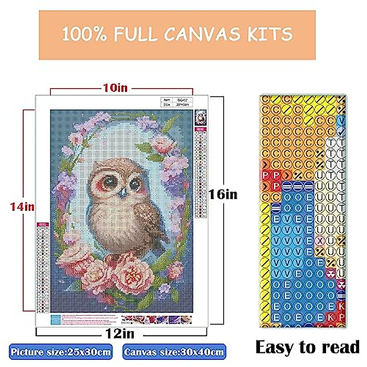 Eterkosu Owl Diamond Painting Kits for Adults Beginners - 5D Animals Full Drill Round Diamond Art Kits Diamond Dots Paintings with Diamonds Rose Flowers Gem Art Rhinestones Picture Crafts Home Decor