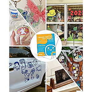 Sticker Paper Clear Printable Vinyl for Inkjet Printer-25 Transparent Dry-Quick Sheets of 8.5’’x11’’ Decals and Labels Self-Adhesive Non-Waterproof Papers Tear Resistance Bright Color for DIY